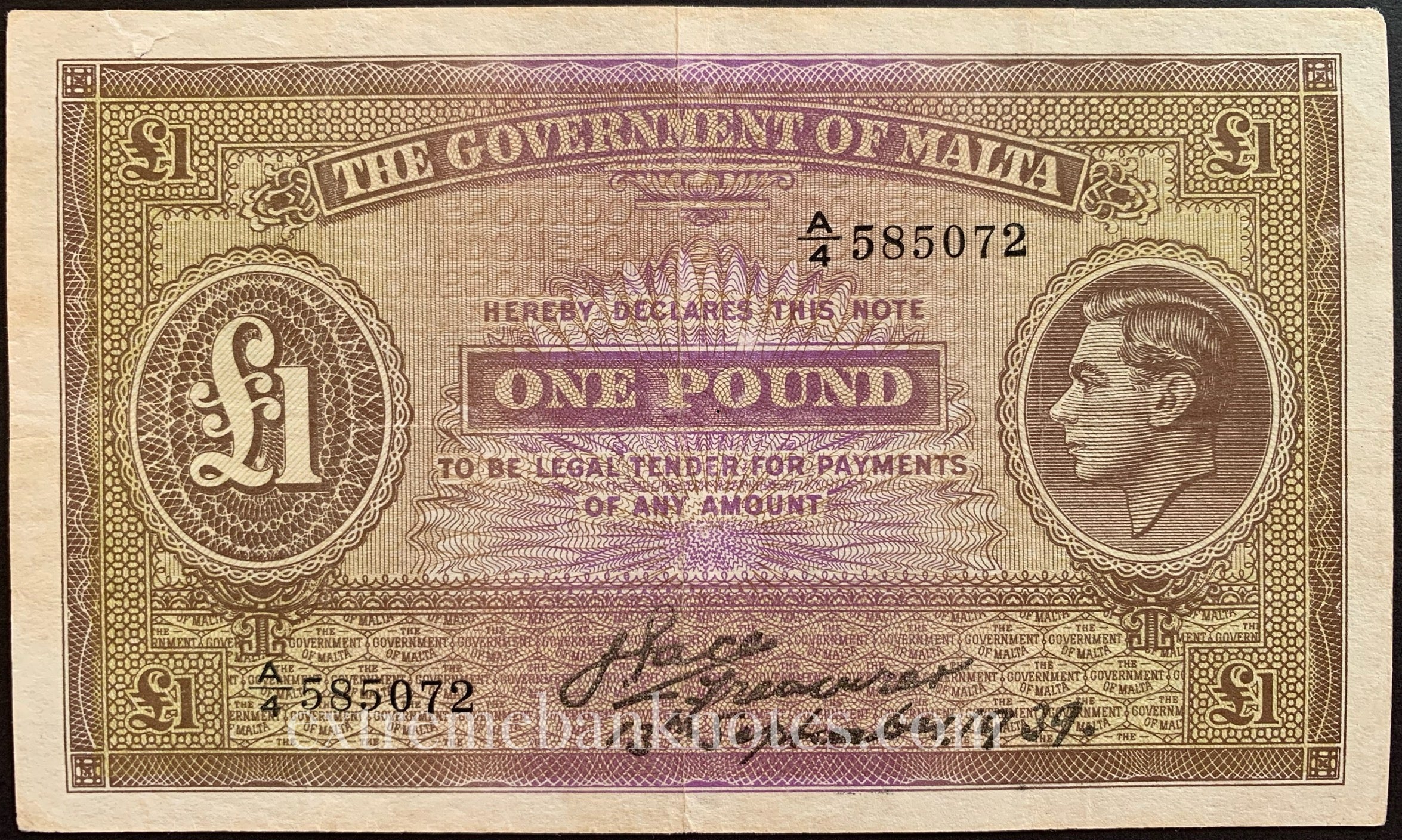 Malta 1 Pound 1939 P-14 F – Extreme Banknotes