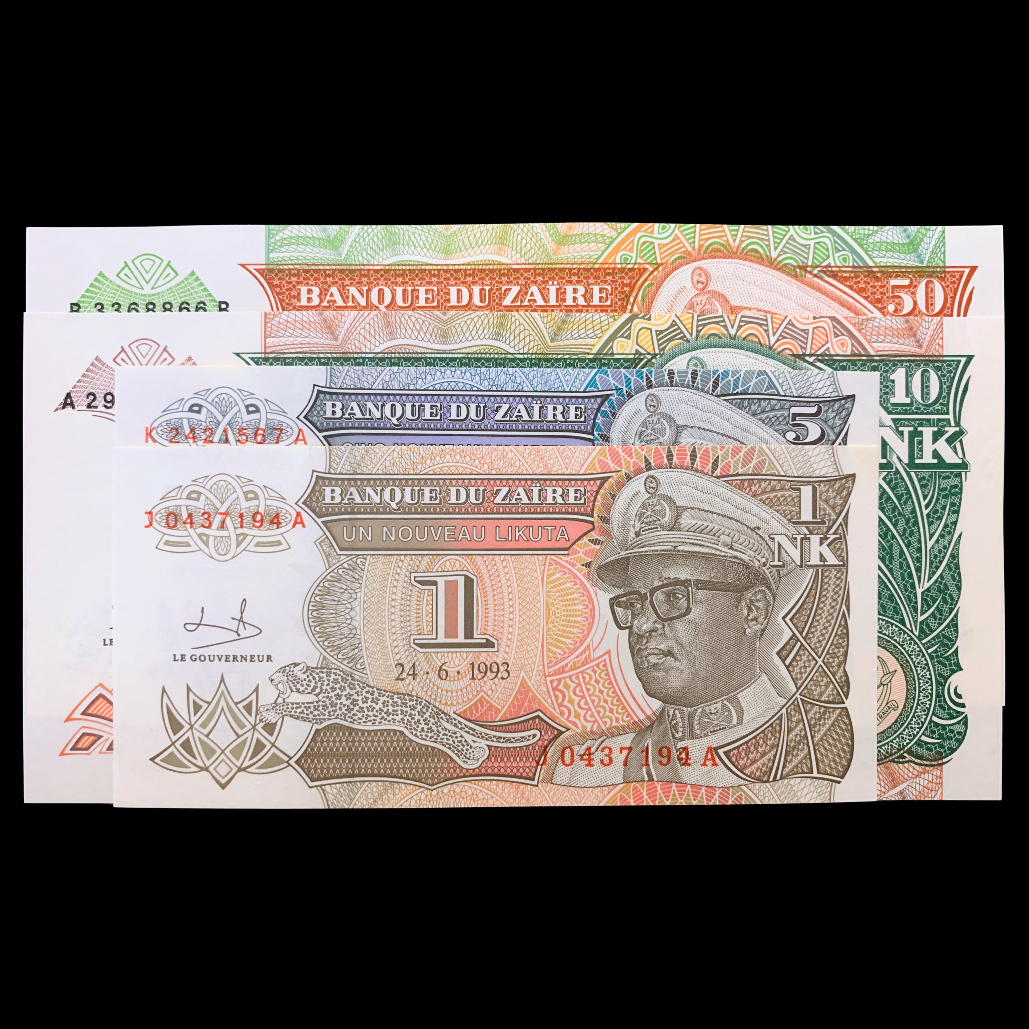 Zaïre UNC Banknote Bundle| 1993 Nouveau Likuta & Makuta Set ...
